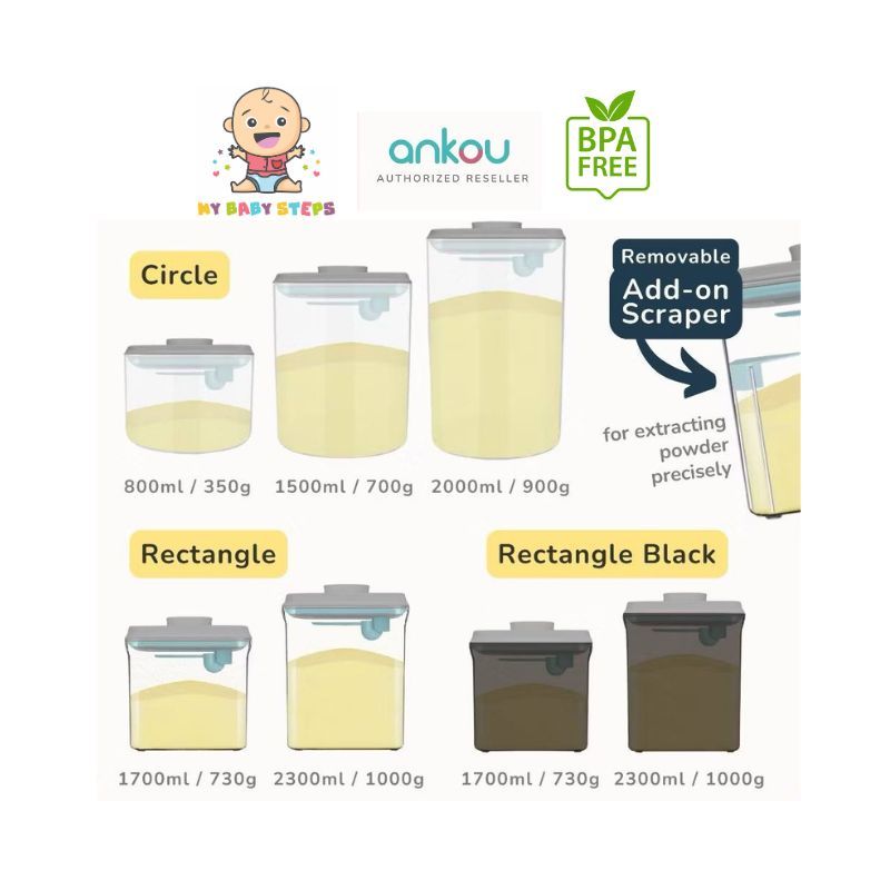Ankou Air Tight Milk Powder/ Food Snack Rectangle / Circle Container ...
