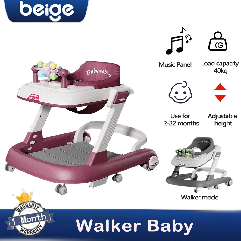 Beige baby push walker Anti-rollover anti-O-legs can sit baby starting ...