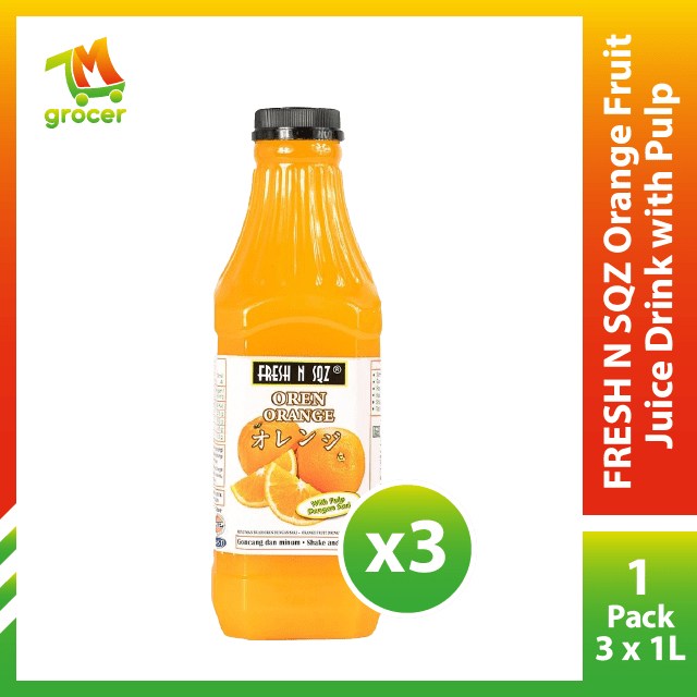 FRESH N SQZ Orange Fruit Juice Drink with Pulp (1L x 3) | Shopee Malaysia
