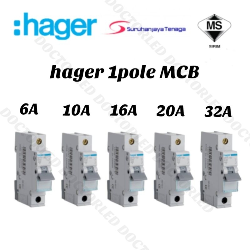 Hager 1 Pole MCB 6A/10A/16A/20A/32A Miniature Circuit Breaker Sirim Approved | Shopee Malaysia