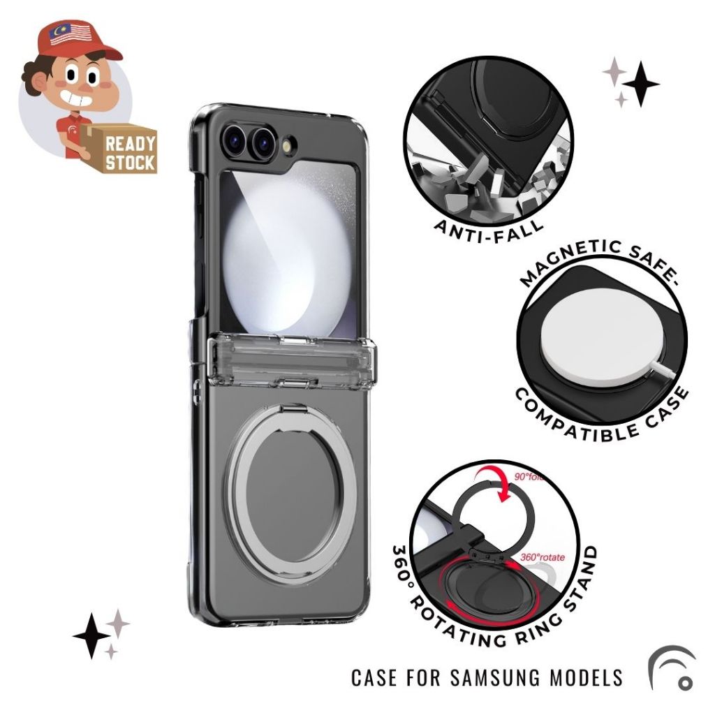 Magnetic RING STAND Flip Phone Case for Samsung Galaxy Z Flip 6 5 Rotating Bracket Cover Casing ...