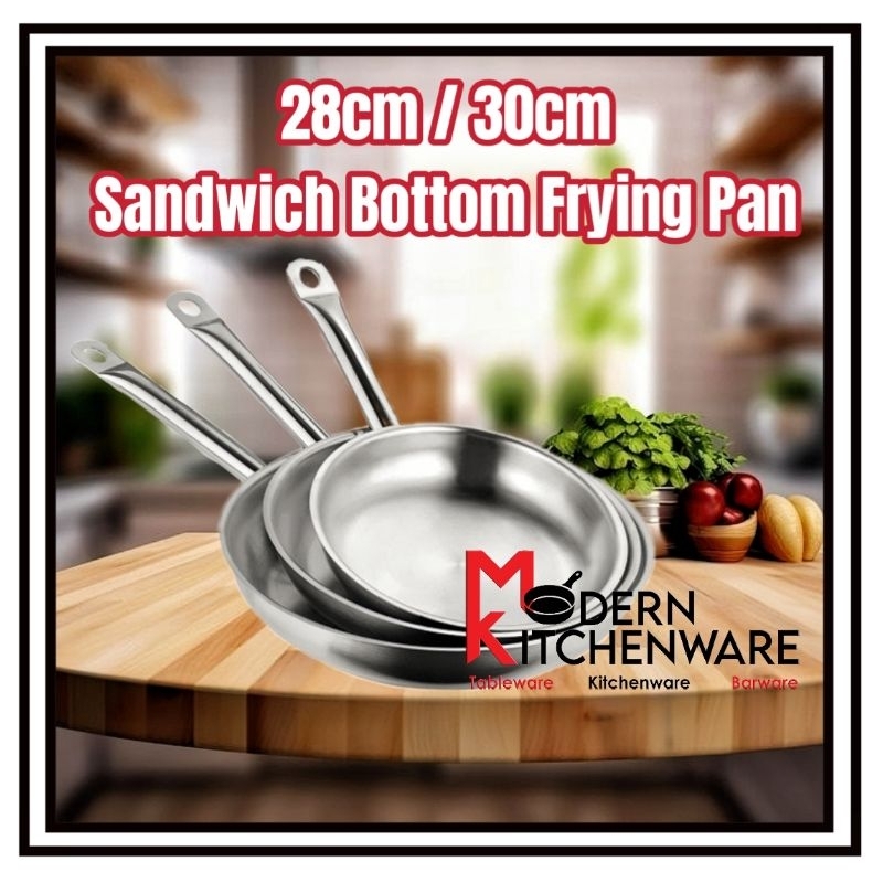 【ModernKitchenware】QWare 3-Ply Stainless Steel Sandwich Bottom Frying ...