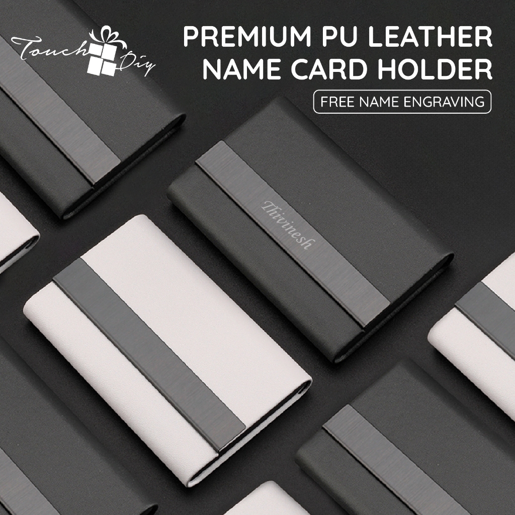 Personalized PU Stainless Steel Business Card Holder Name Card Holder ...