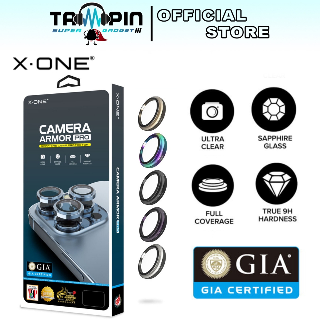 X.One Camera Armor PRO GIA Sapphire Lens Protector for iPhone 16 Pro Max 15 Pro Max 14 Pro Max ...