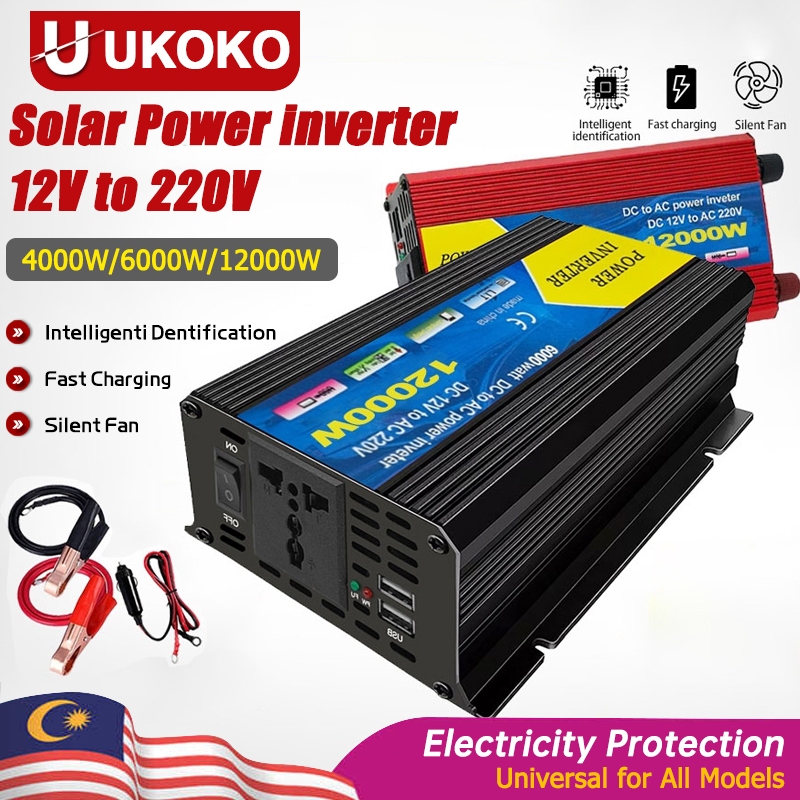 4000W/6000W/12000W Car Power Inverter with 2.1A Dual USB Charging 12V ...