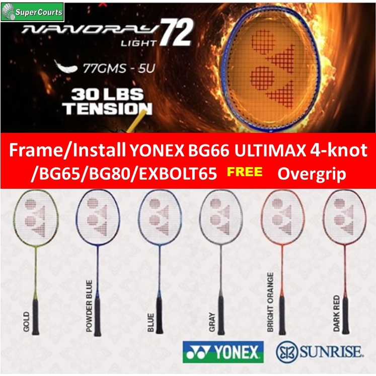 【ORIGINAL】Yonex Nanoray 72 Light 【UNSTRUNG FREE BG5/FREE INSTALL YONEX STRING 4-knot + OVERGRIP ...