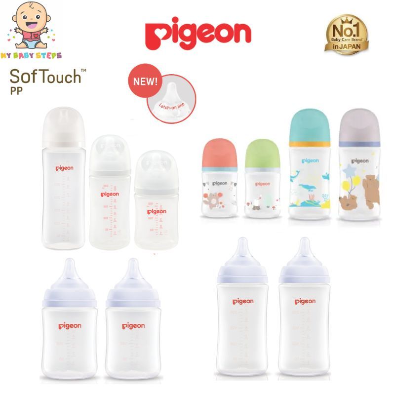 Pigeon PP 160ml / 240ml / 330ml SofTouch Wide Neck Feeding Bottle Baby/ Nursing Bottle | Botol ...