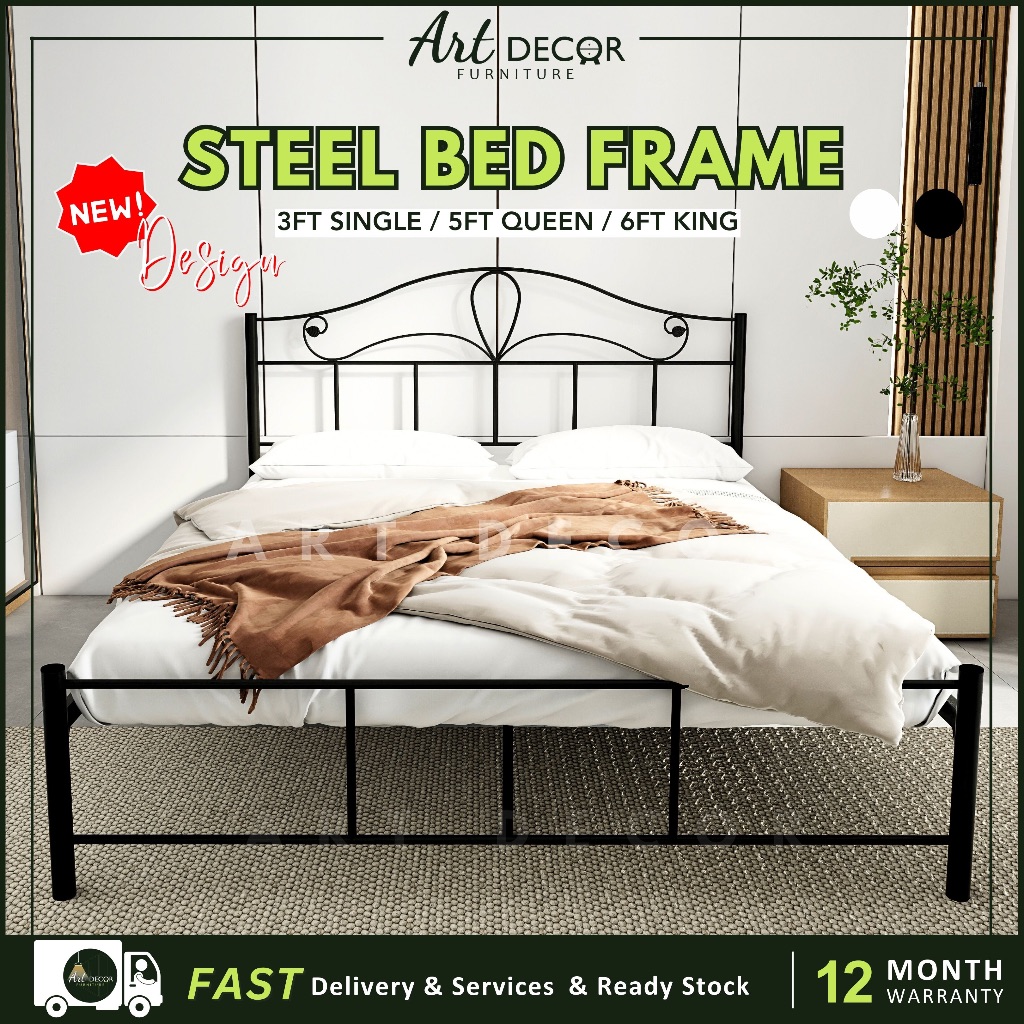 🔥READY STOCK🔥5/3ft Queen/Single Bed Frame Katil Besi Queen Murah Katil ...