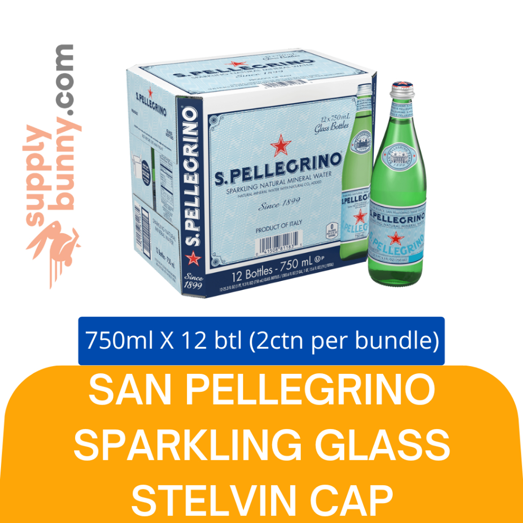 San Pellegrino Sparkling Natural Mineral Water GLASS (Stelvin Cap) [750ml per bottle x 12 ...