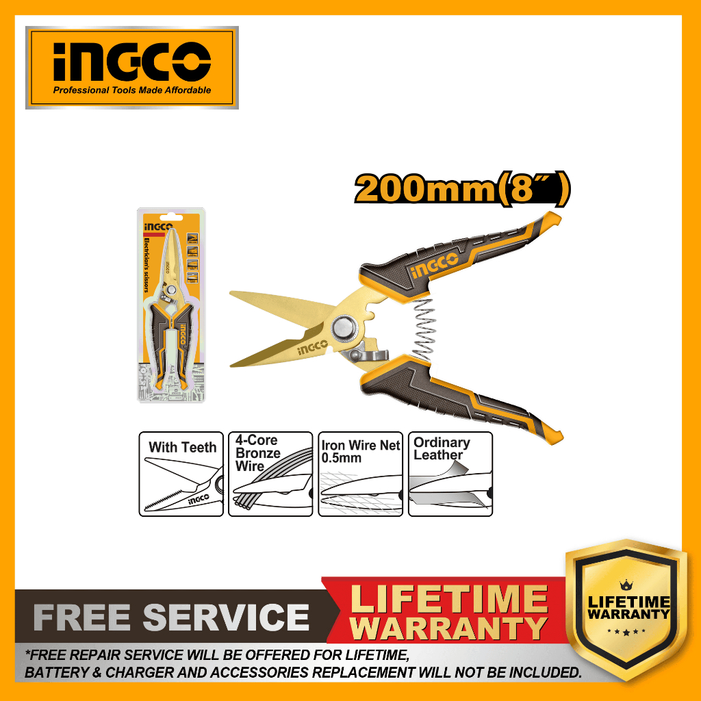 INGCO Electrician's scissors HES0188 | Shopee Malaysia