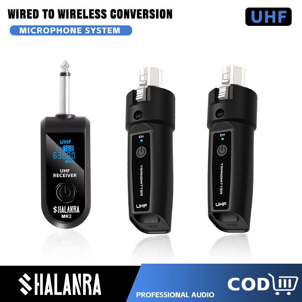 Wired Mic Converter Adapter 80m Rang UHF Wireless Microphone XLR ...