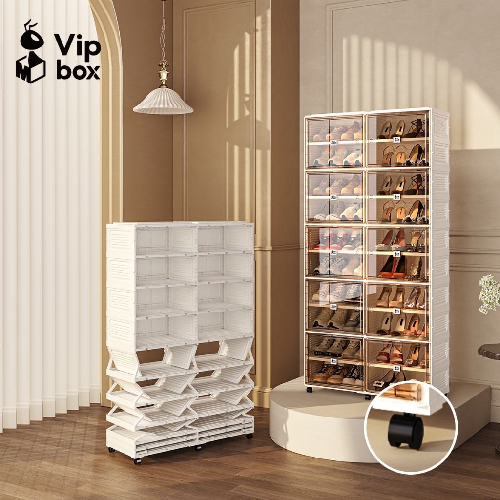 Vipbox 2 Rows With Wheels Large Capacity Shoe Cabinet (40 Pairs ...