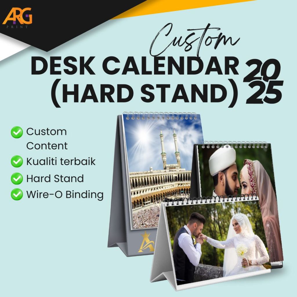 Kalendar Meja Custom Desk Calendar Hard Stand 2025 with Custom or ...