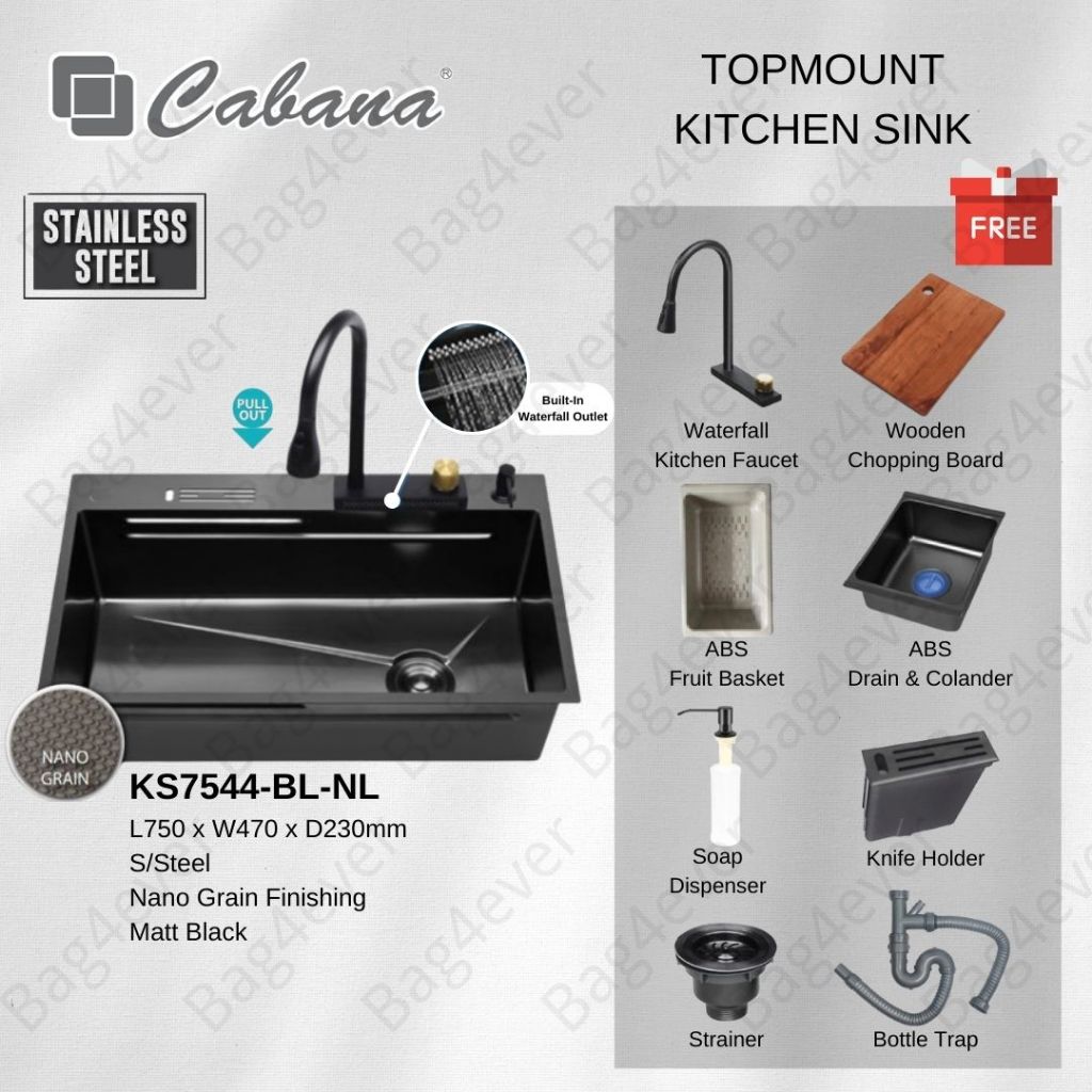 CABANA Top mount Kitchen Sink 750x470 Stainless Steel 304 Nano Mini HoneyComb Kitchen Sink ...