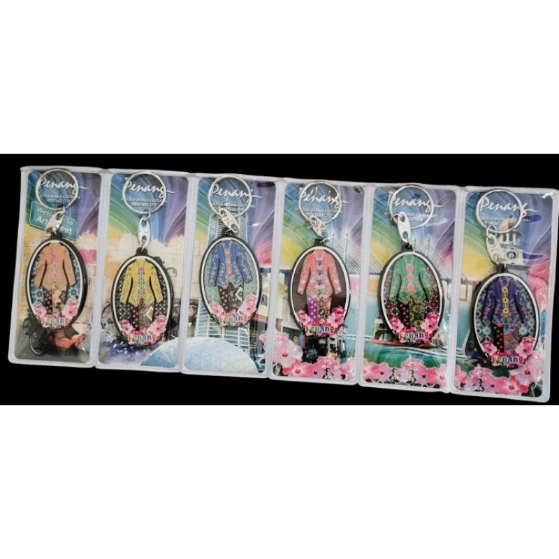 6pcs set Penang Souvenir keychain kebaya nyonya batik keychains ...