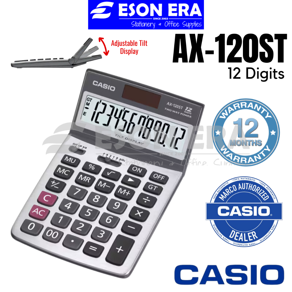 Casio Calculator 12 Digits AX-120ST Adjustable Tilt Display | Shopee Malaysia