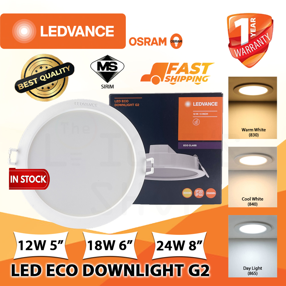 LEDVANCE LED ECO DOWNLIGHT R50/R60/R80 G2 12W(5")/18W(6")/24W(8") 6500K ...