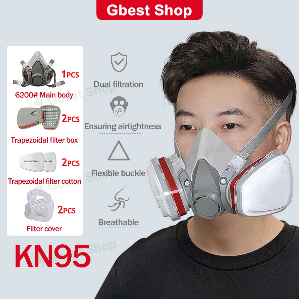 Gas Mask Half Face protection Toxic Vapor Filter Cotton Dust Chemical ...