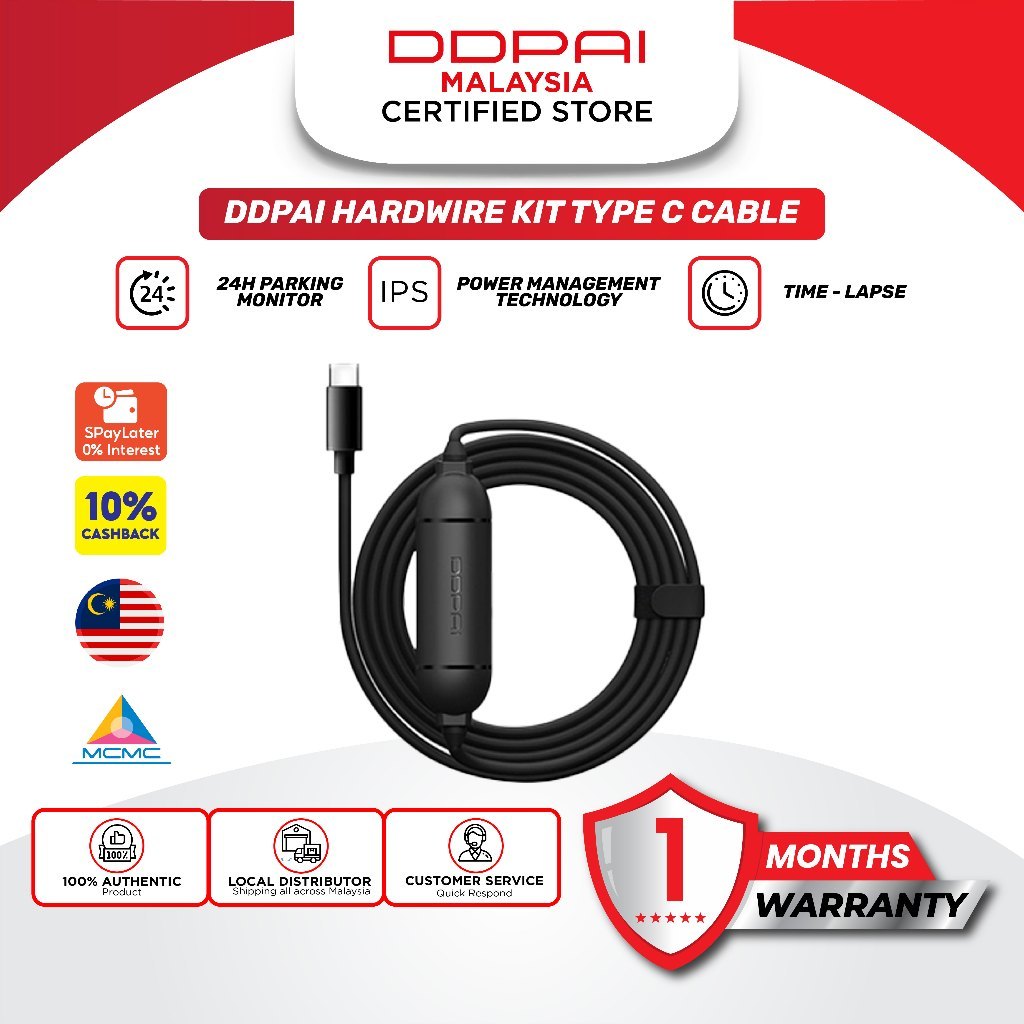 DDPAI 12/24V Type-C Hardwire Kit for N5 Dual/ MINI5/ Z40/ Z50 / Mola N3 ...
