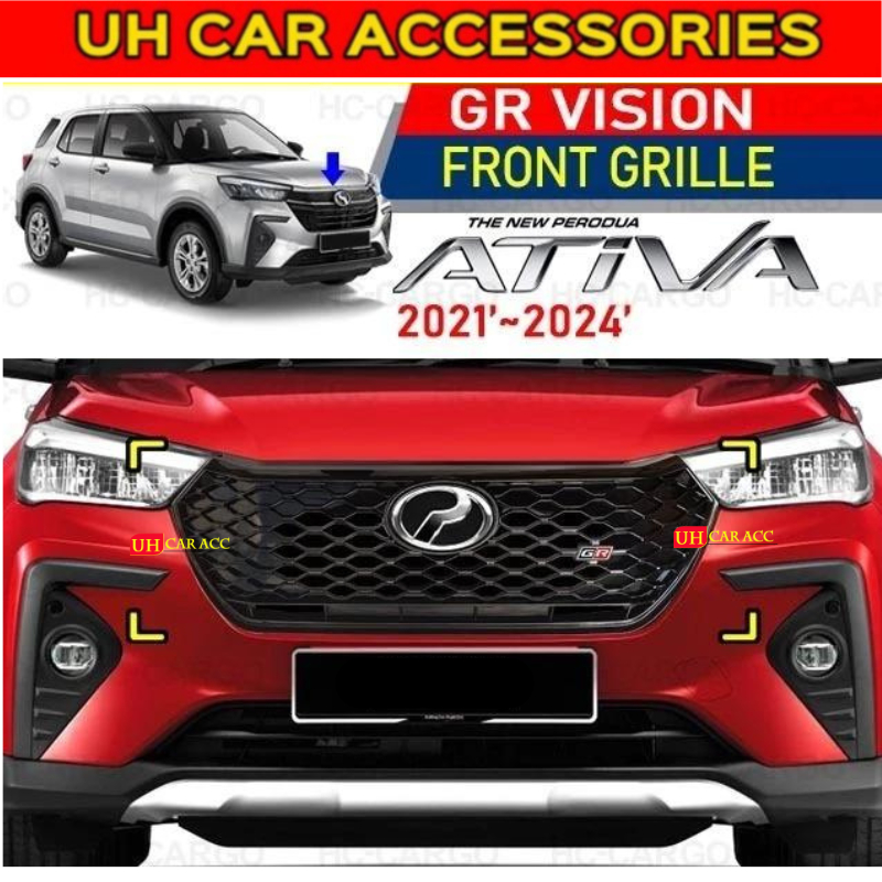 Perodua Ativa 2021 GR Front Grill Glossy Black Painted (Mini Cooper ...