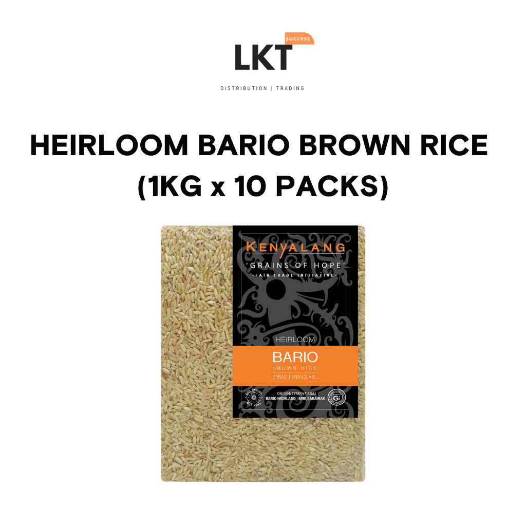 KENYALANG Heirloom Bario Brown Rice Unpolished (1kg x 10 packets ...
