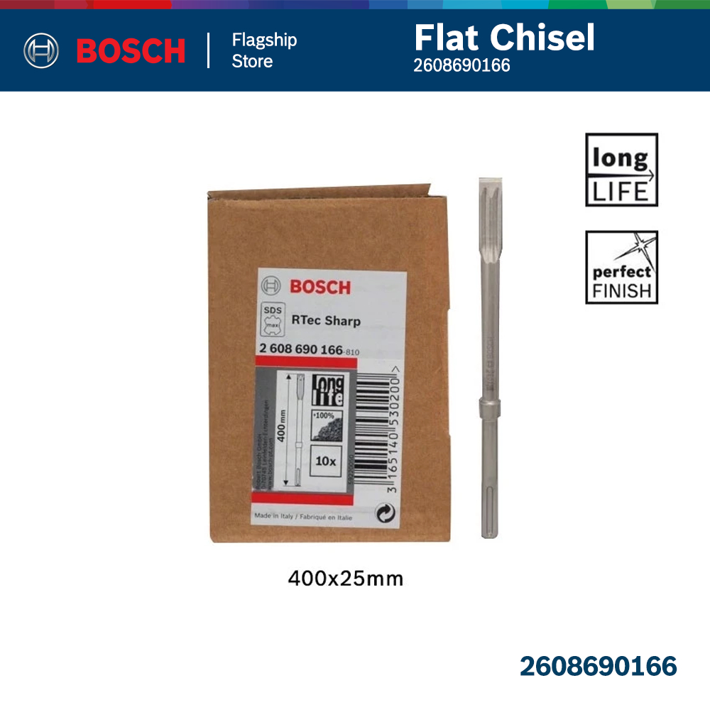 BOSCH 10pcs SDS Max R-Tec Flat Chisel (400x25mm) - 2608690166 | Shopee ...