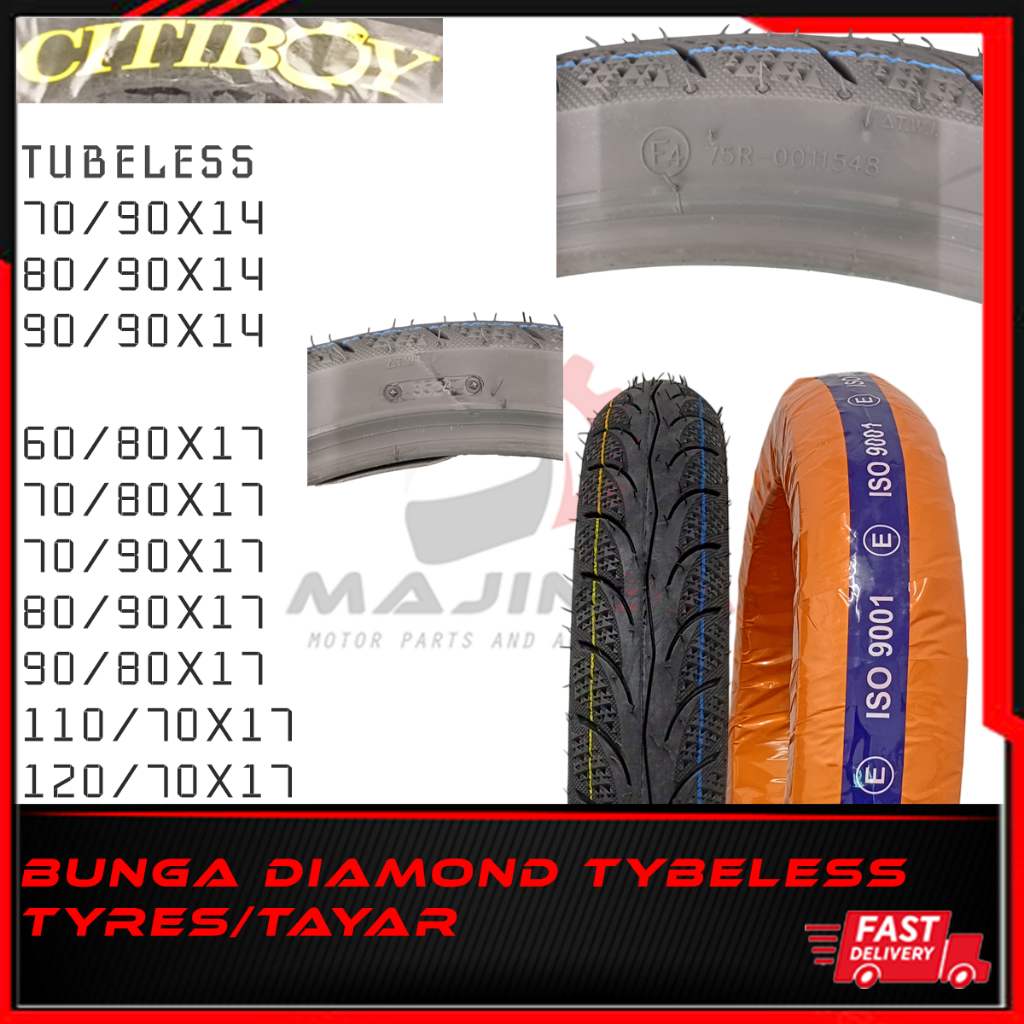 CITIBOY RACING MOTORCYCLE TYRE TUBELESS BUNGA DIAMOND MOTOSIKAL TAYAR ...