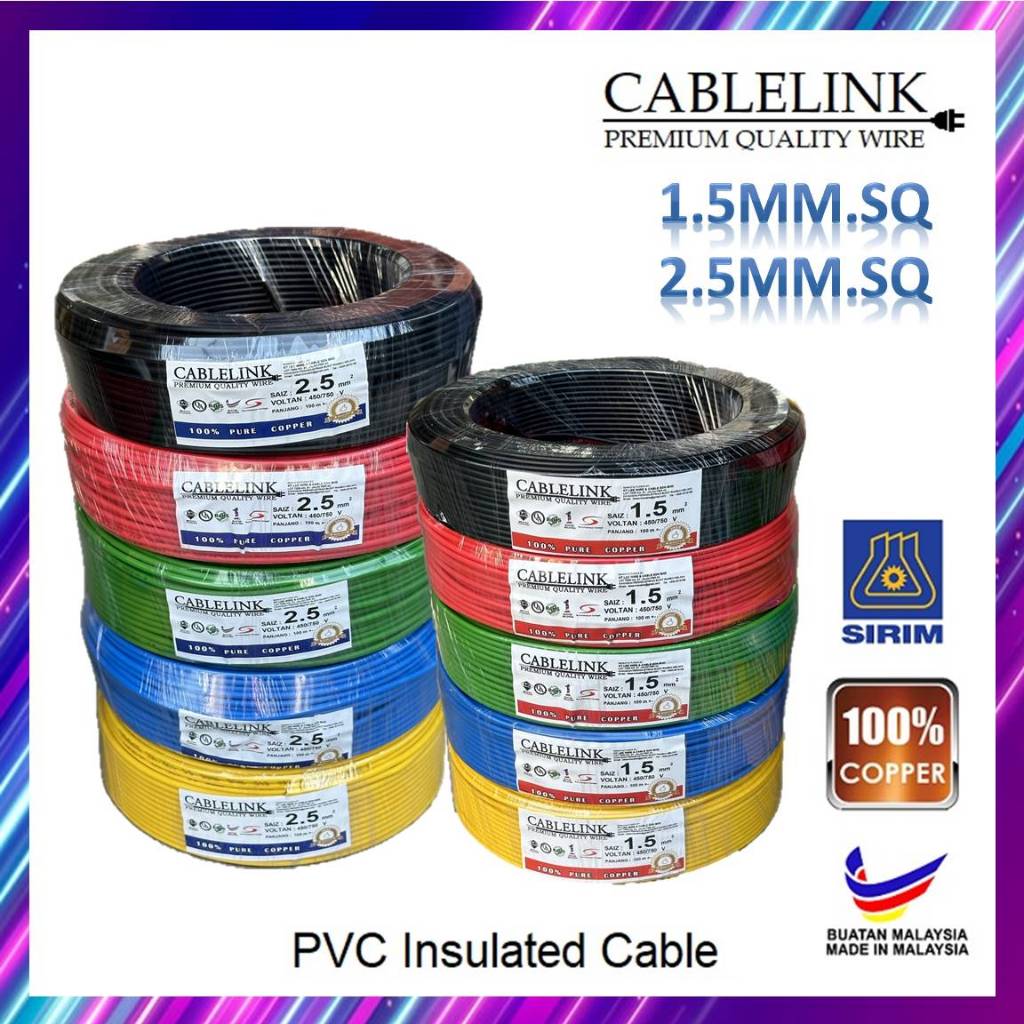 CableLink Kabel SIRIM APPROVED PVC Cable 1.5mm / 2.5mm PVC Insulated ...