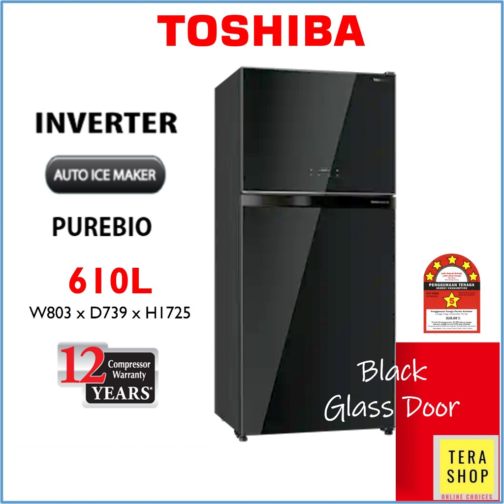 Toshiba AG58 610L Fridge Auto Ice Maker 5 Star INVERTER Refrigerator ...