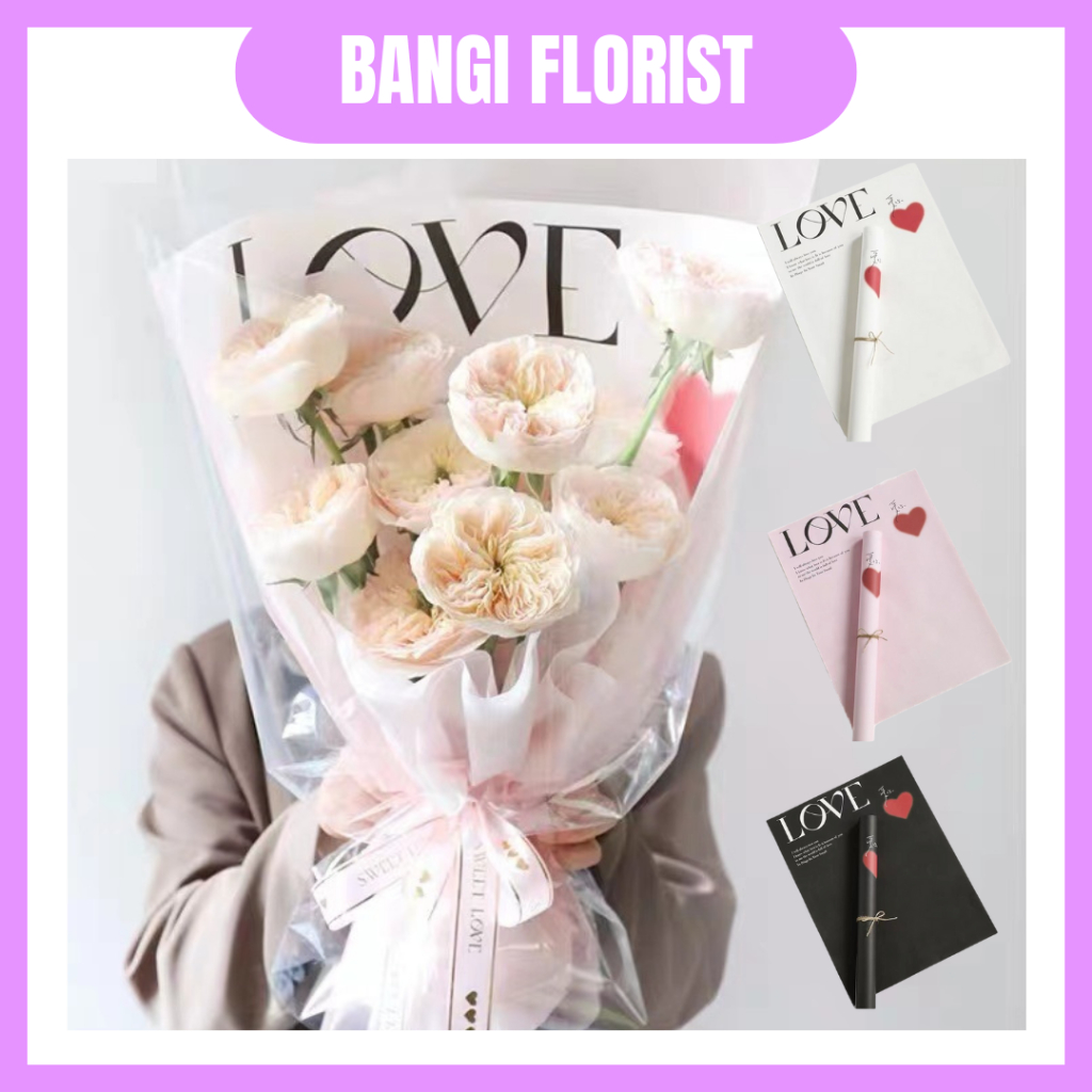 (10PCS) RED HEART Flower Wrapping Paper Bouquet Gift Florist Wrap ...