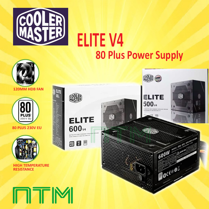Cooler Master ELITE V4 230V 500W 600W ELITE Power Supply PC Gaming ...