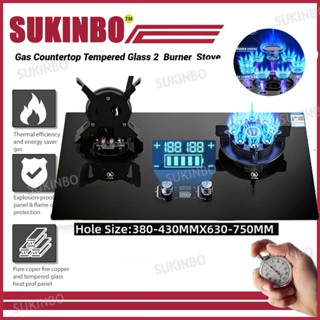 SUKINBO 9.2KW 2 Burner Stainless Steel Gas Stove Built-in/Tabletop Gas ...