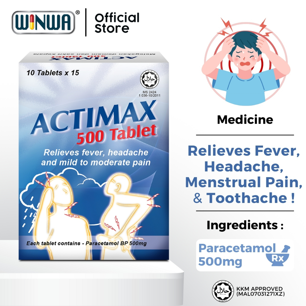 ACTIMAX Paracetamol 500mg Tablet (10's x 15) - For Fever & Pain ...
