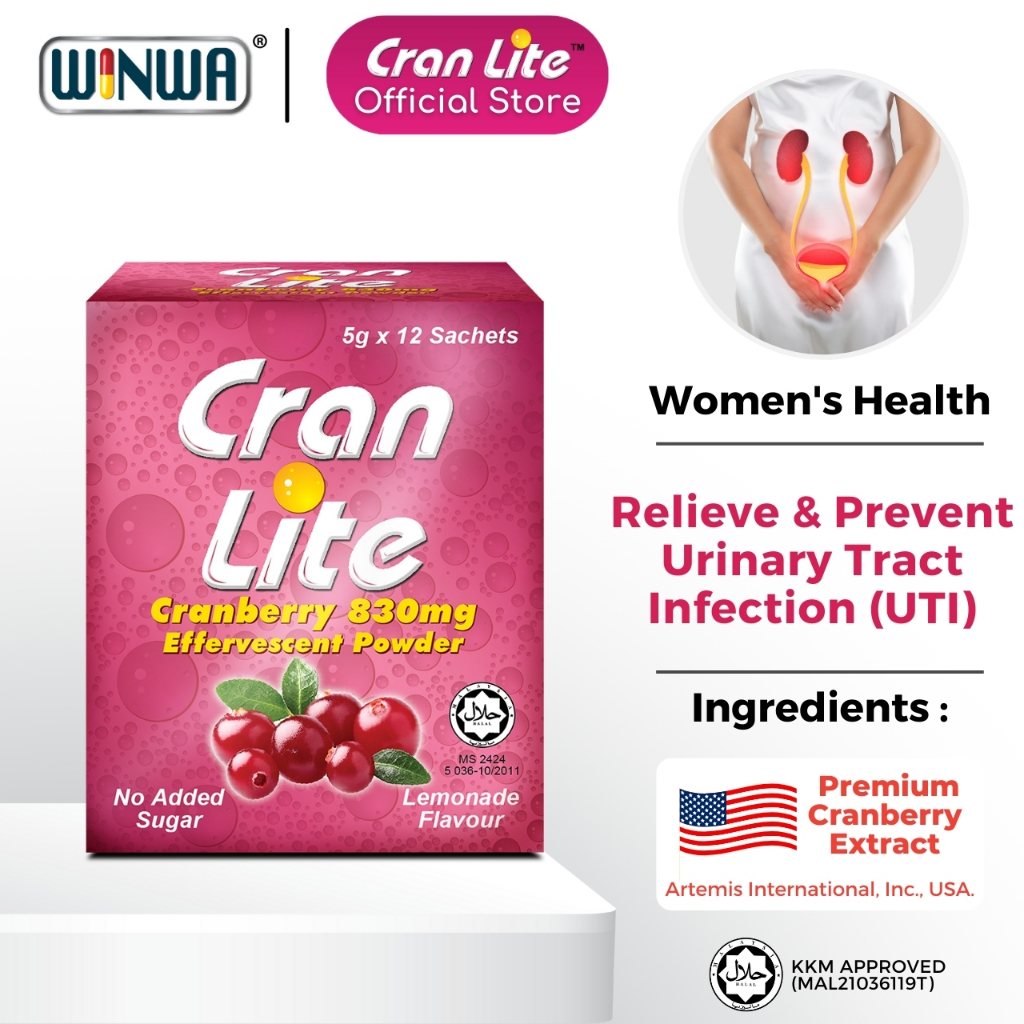 Cran Lite Cranberry Effervescent Powder (12's) - For Urinary Tract ...