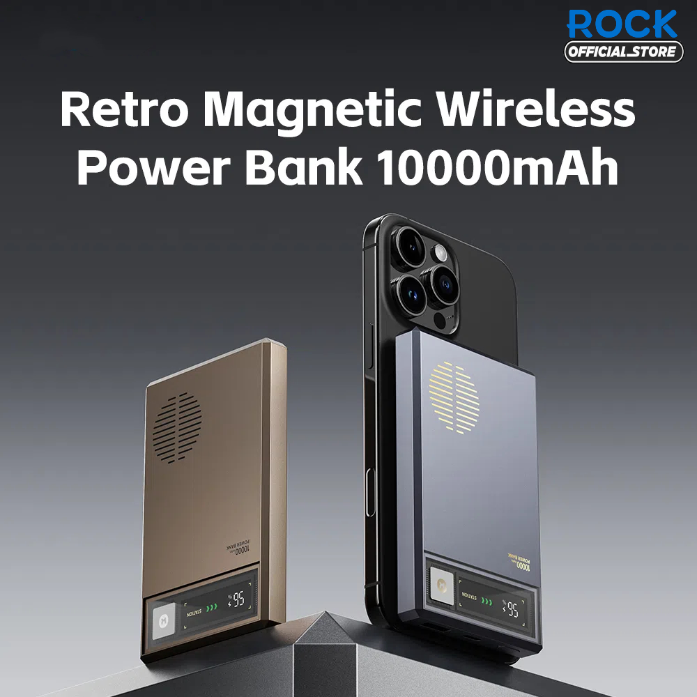 ROCK Retro Magnetic Wireless Fast Charge Power Bank | Digital Display ...
