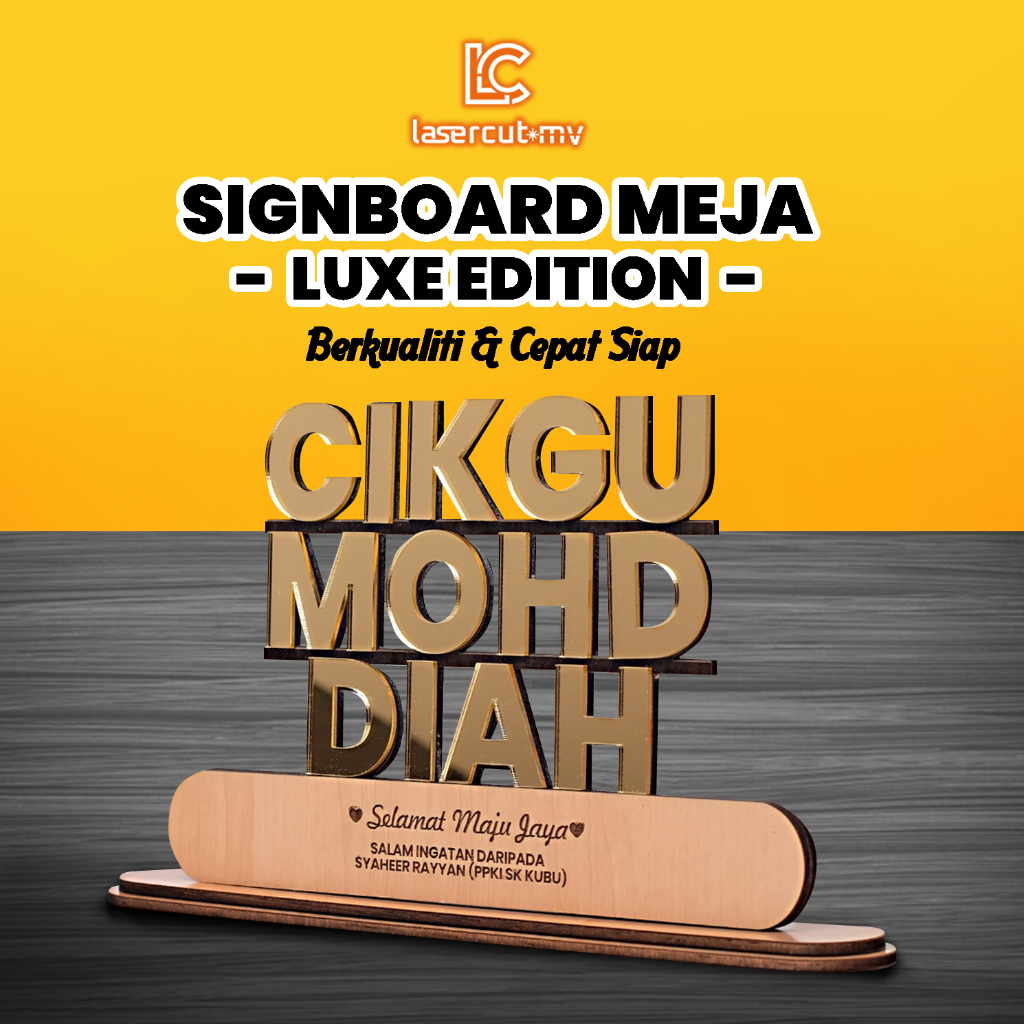 (CLEARANCE SALES) Signboard Ukiran Meja / Table Stand Signage / Papan ...