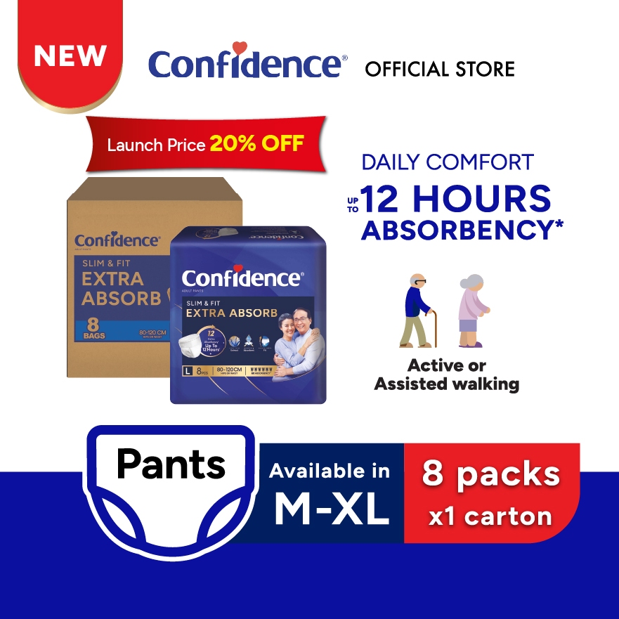 CONFIDENCE Extra Absorb Pants Adult Diaper M10/ L8/ XL6 (8 Packs ...