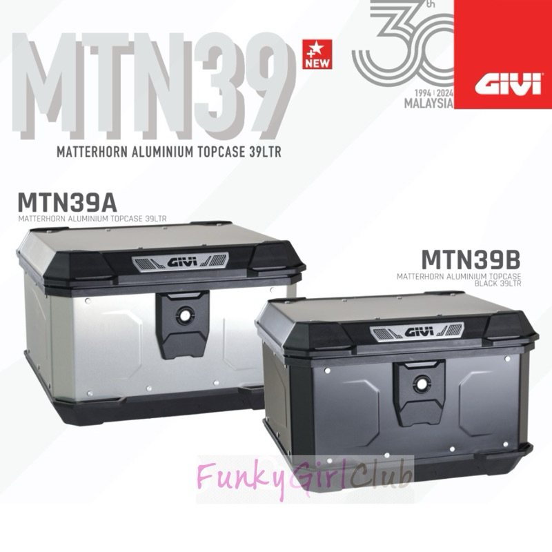 MATTERHORN GIVI BOX MTN39 39L BLACK SILVER ALUMINIUM TOP CASE 39 LITER ...