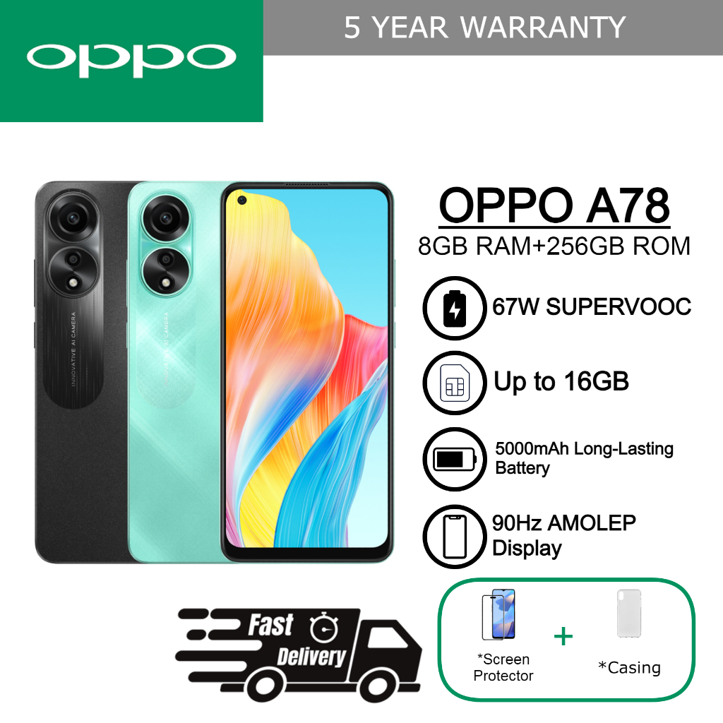 OPPO A78 5G 67W SUPERVOOC™ l 5000mAh Long-Lasting Battery (8GB RAM Up ...