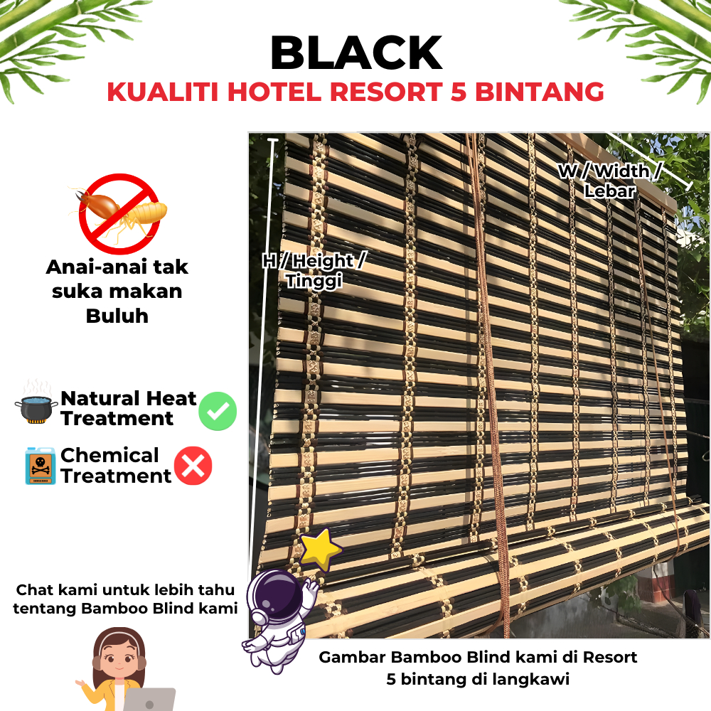 SUPERSAVE Japanese Bamboo Blind Roll Up Blind Bidai Buluh Bidai Kayu ...
