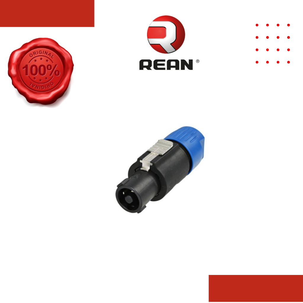 REAN RLS4FC 4 pole loudspeaker cable connector with latch lock, chuck ...