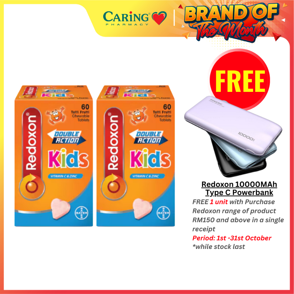 REDOXON KIDS DOUBLE ACTION VITAMIN C & ZINC CHEWABLE TABLET 60S × 2 ...