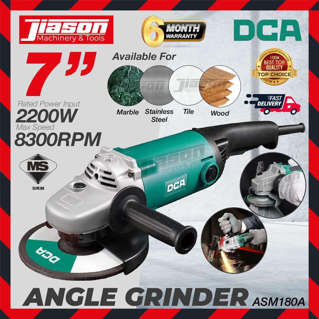 【100% ORIGINAL】DCA ASM180A 7" / 180MM Angle Grinder 2200W 8300RPM ...