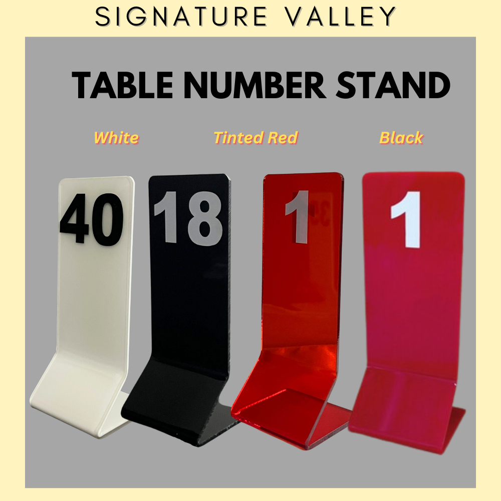 Table Numbers Stand Red/Tinted Red/Black/White/Apple Green | Shopee ...
