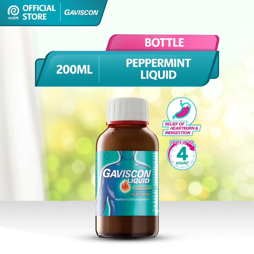Gaviscon Peppermint Liquid (200ml) - Fast Relief Heartburn ...