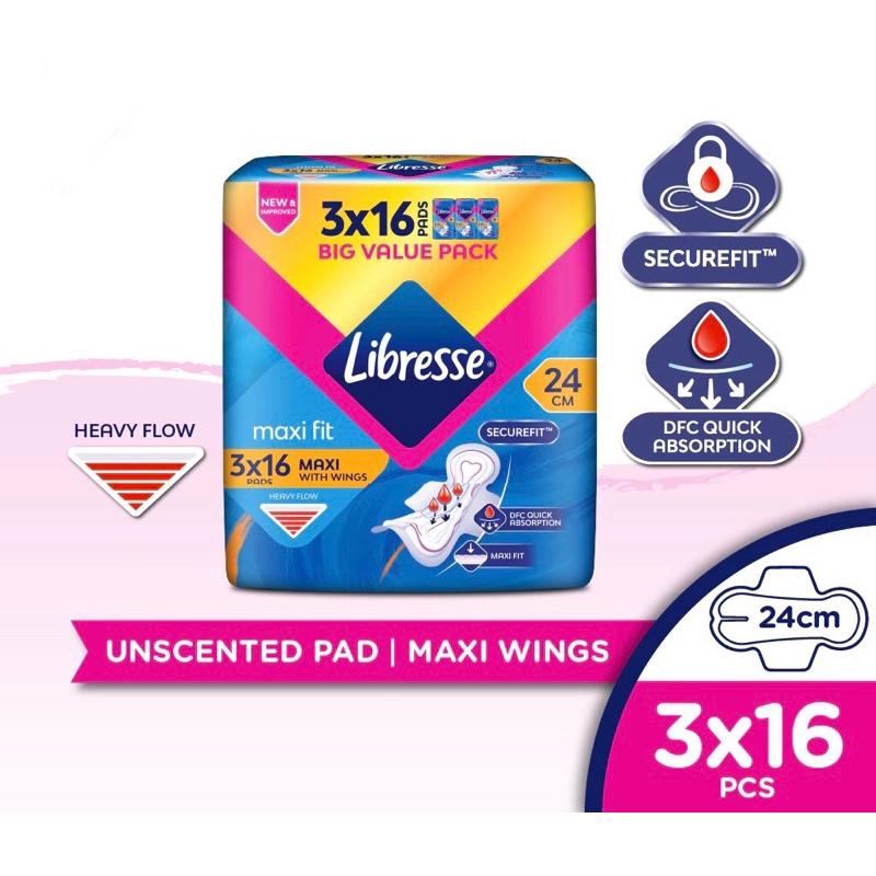Libresse Maxi Wing (24cm x 48s)/ (32cm x 36s) | libresse | sanitary pad ...