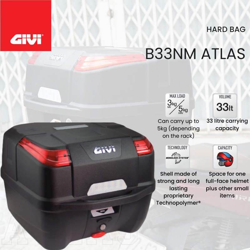 ORIGINAL GIVI BOX B33NM ATLAS | HARD BAG MONOLOCK® TOP CASE (100% FROM ...