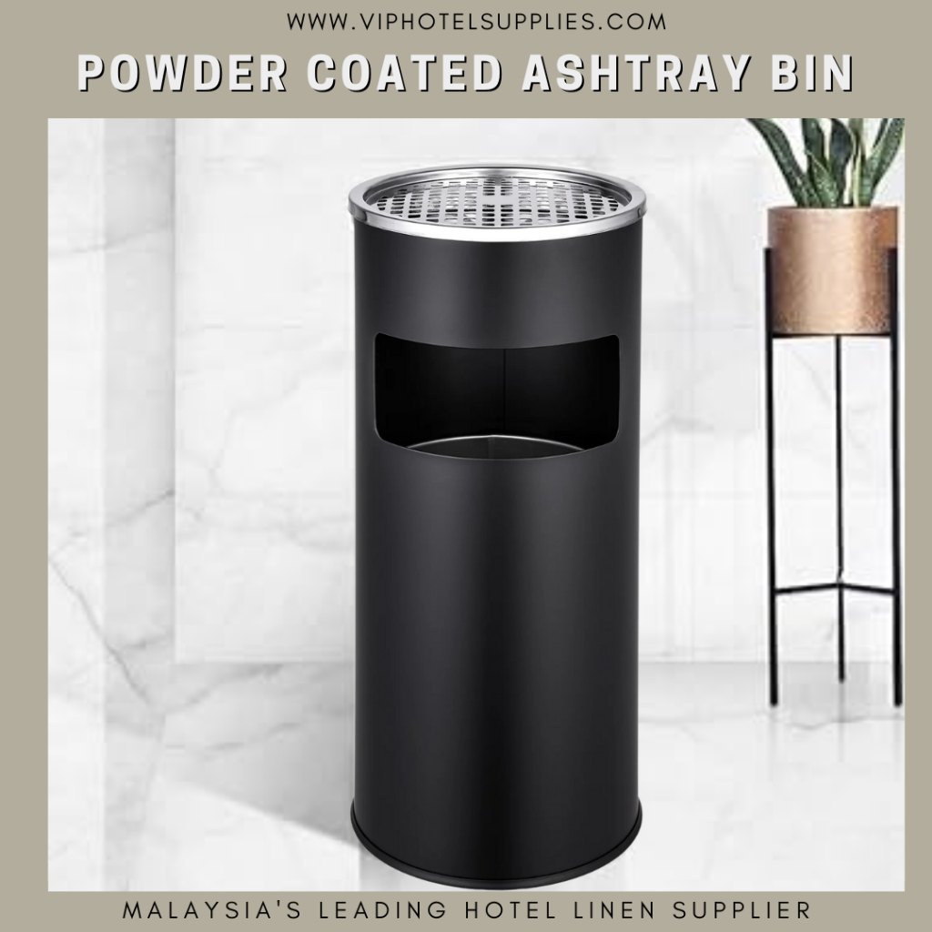 Black Powder Coated Round Bin c/w Ashtray Top for Commercial Lobby ...