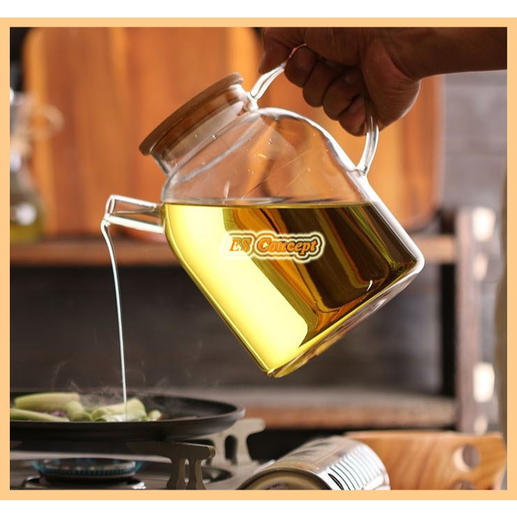 Borosilicate glass oil dispenser Large oil jug Glass oil pot Botol ...