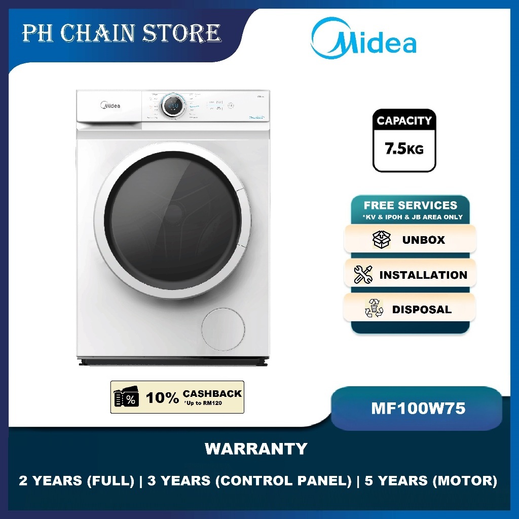 (NEW MODEL) MIDEA MF100W75 7.5KG FRONT LOAD WASHING MACHINE / WASHER ...